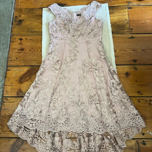 Dresses | Quiz Blush Pink Embroidered Lace Formal Dress Gown Us 12 Nwt ...
